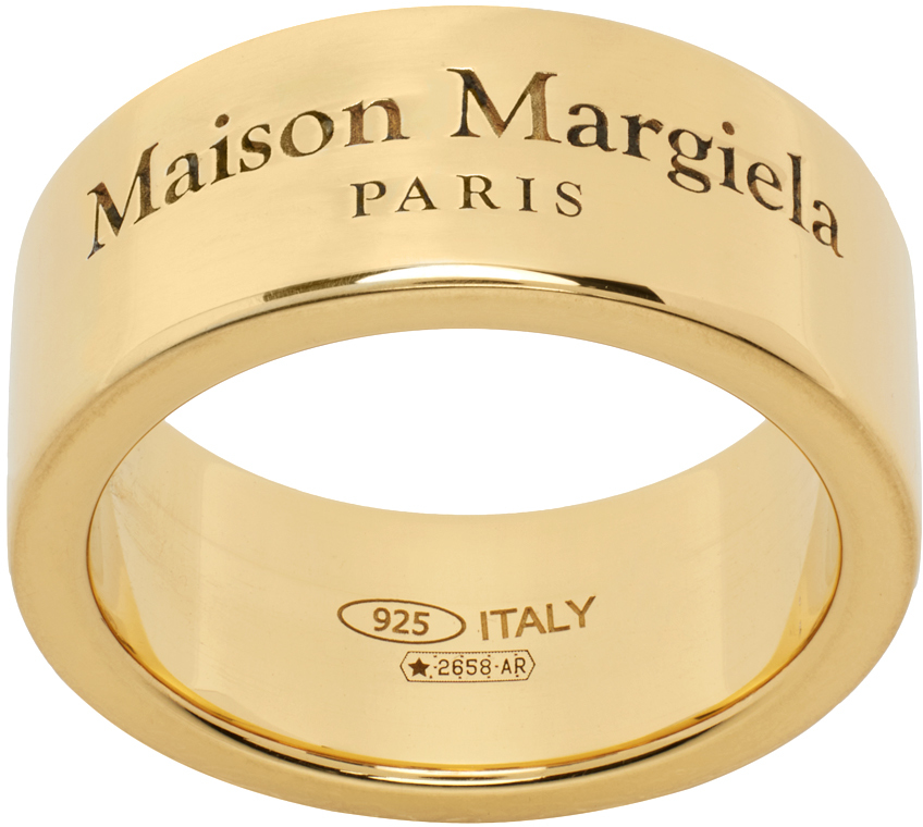 Maison Margiela Engraved Band Ring In 950 Yellow Gold Bura - 75